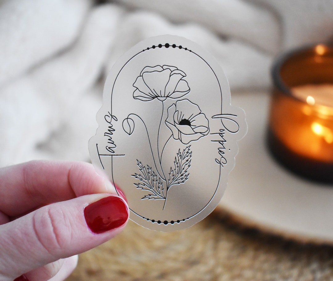 Taurus Flower Sticker, Poppy Sticker, Birthday Sticker, Birthday Flower ...