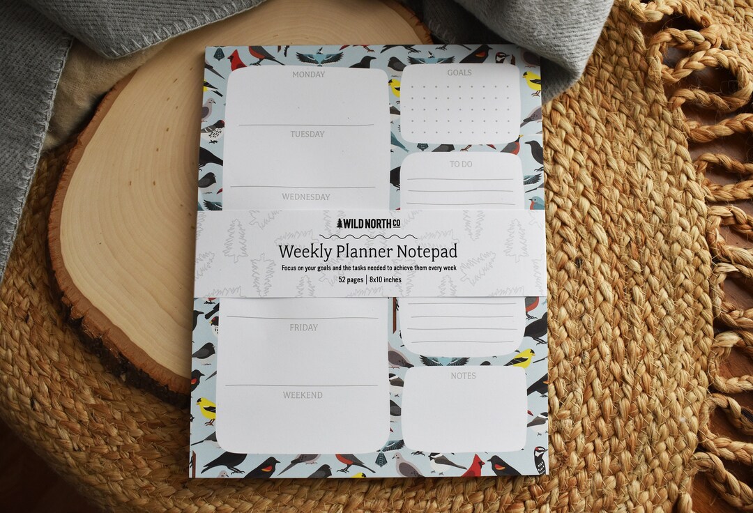 Total Bird Nerd Weekly Calendar Notepad, Goal Planner, Goal Tracking ...