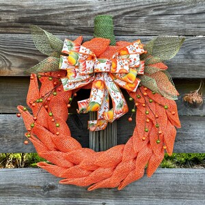 Fall Pumpkin Wreath for Front Door, Orange Pumpkin Shaped Wreath, Poly ...