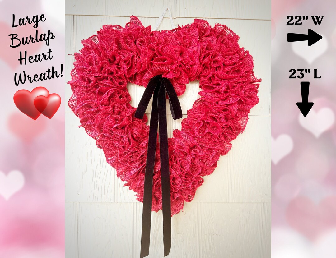 Elegant Valentine's Day Heart Wreath With Droopy Bow, Heart Love Wreath ...