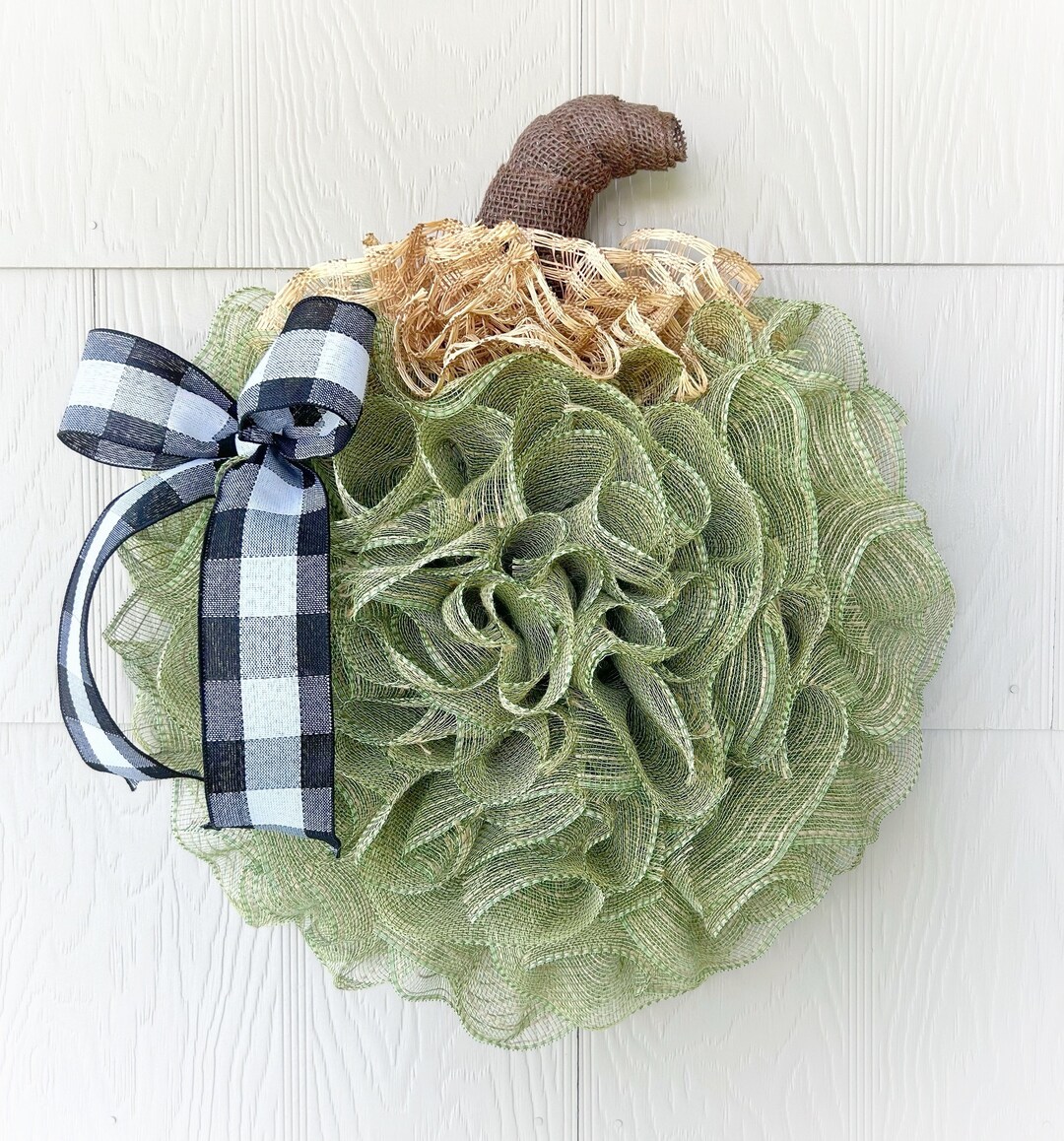 Fall Pumpkin Wreath, Rustic Farmhouse Fall Pumpkin Shaped Wreath, Front ...