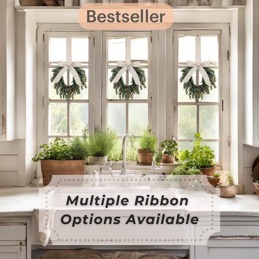 Mini Wreaths for Cabinets | Small Cascading Wreaths | Ribbon Options ...