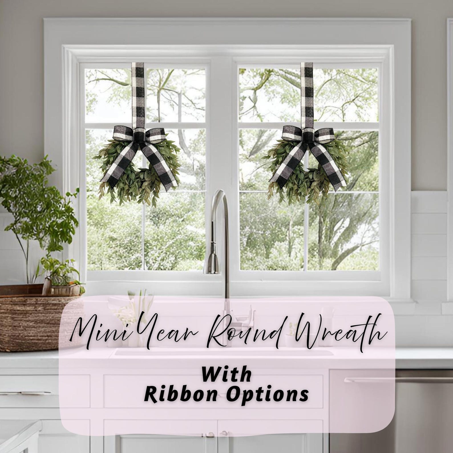 Mini Cabinet Wreath | Small Cascading Wreaths With Bow | Year Round ...