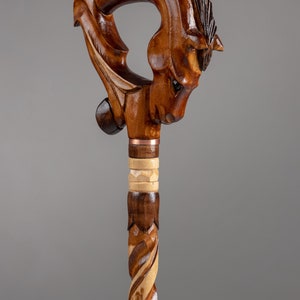 Horse Head Walking Stick Handmade Wood Carved, Horse Walking Cane ...