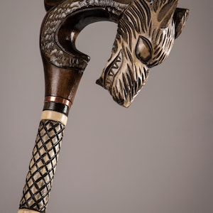 Wolf Head Walking Cane for Men Hand Carved Walking Stick Unique Canes ...