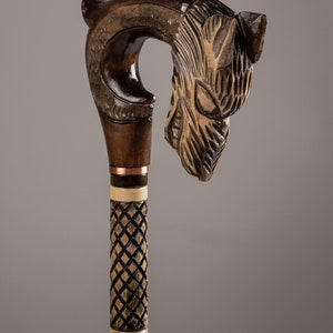 Wolf Head Walking Cane for Men Hand Carved Walking Stick Unique Canes ...