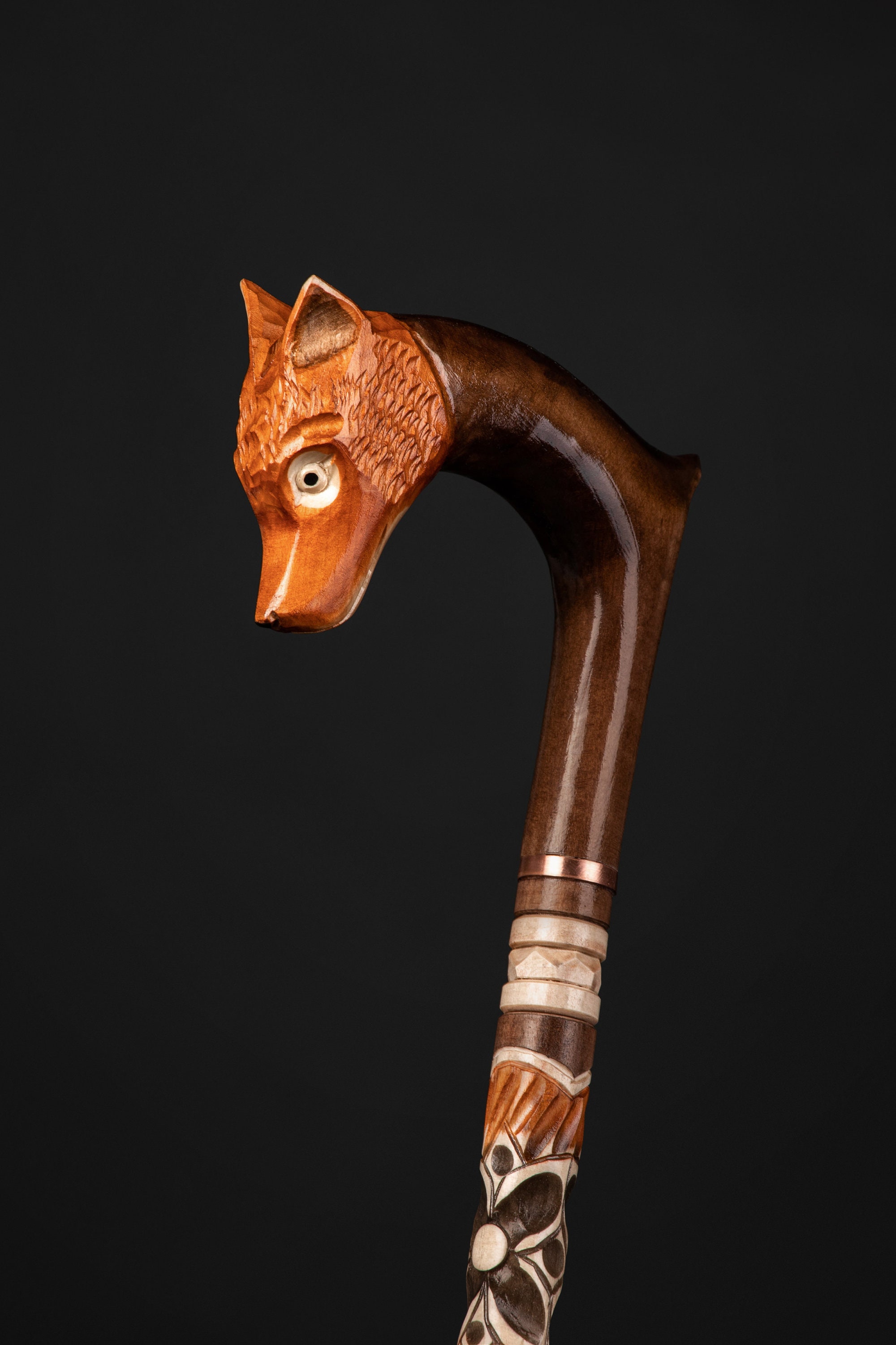 Fox Head Handle Walking Stick for Ladies Hand Crafted Carving - Etsy
