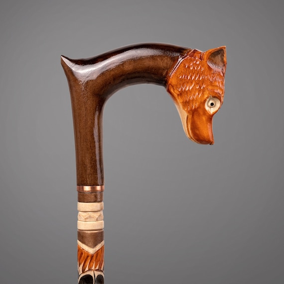 Fox Head Handle Walking Stick for Ladies Hand Crafted Carving - Etsy
