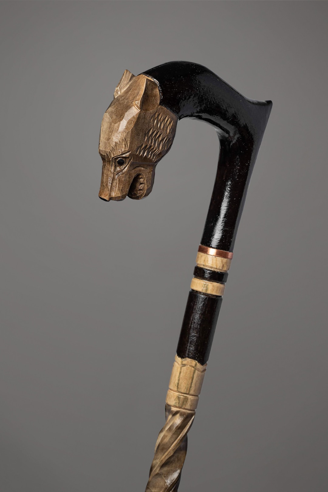 Wooden Walking Stick for Men, Fashionable Cane for Mens, Handle Black ...