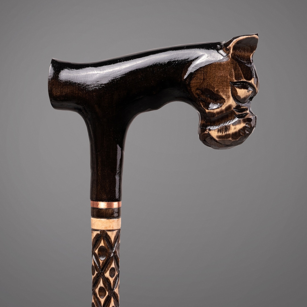 Black Bulldog Walking Cane, Unique Handcrafted Fancy Walking Stick ...