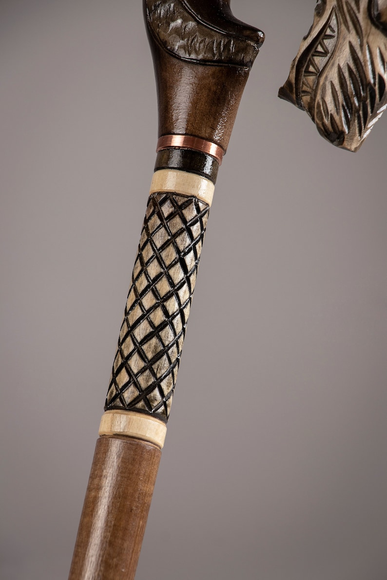 Wolf Head Walking Cane for Men Hand Carved Walking Stick - Etsy