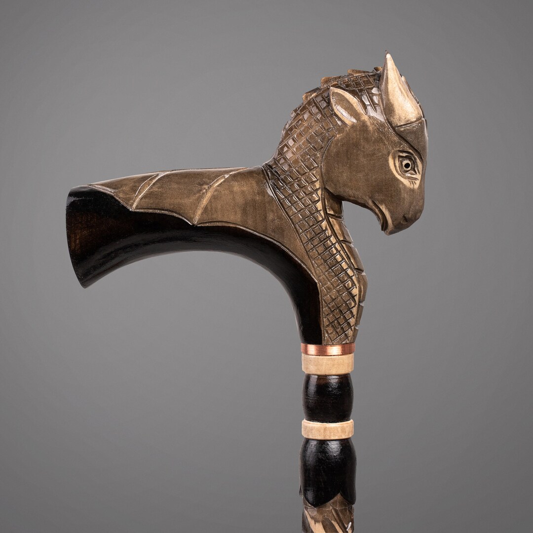 Dragon Handle Walking Cane Wooden Hand Carved Crafted Walking Stick ...