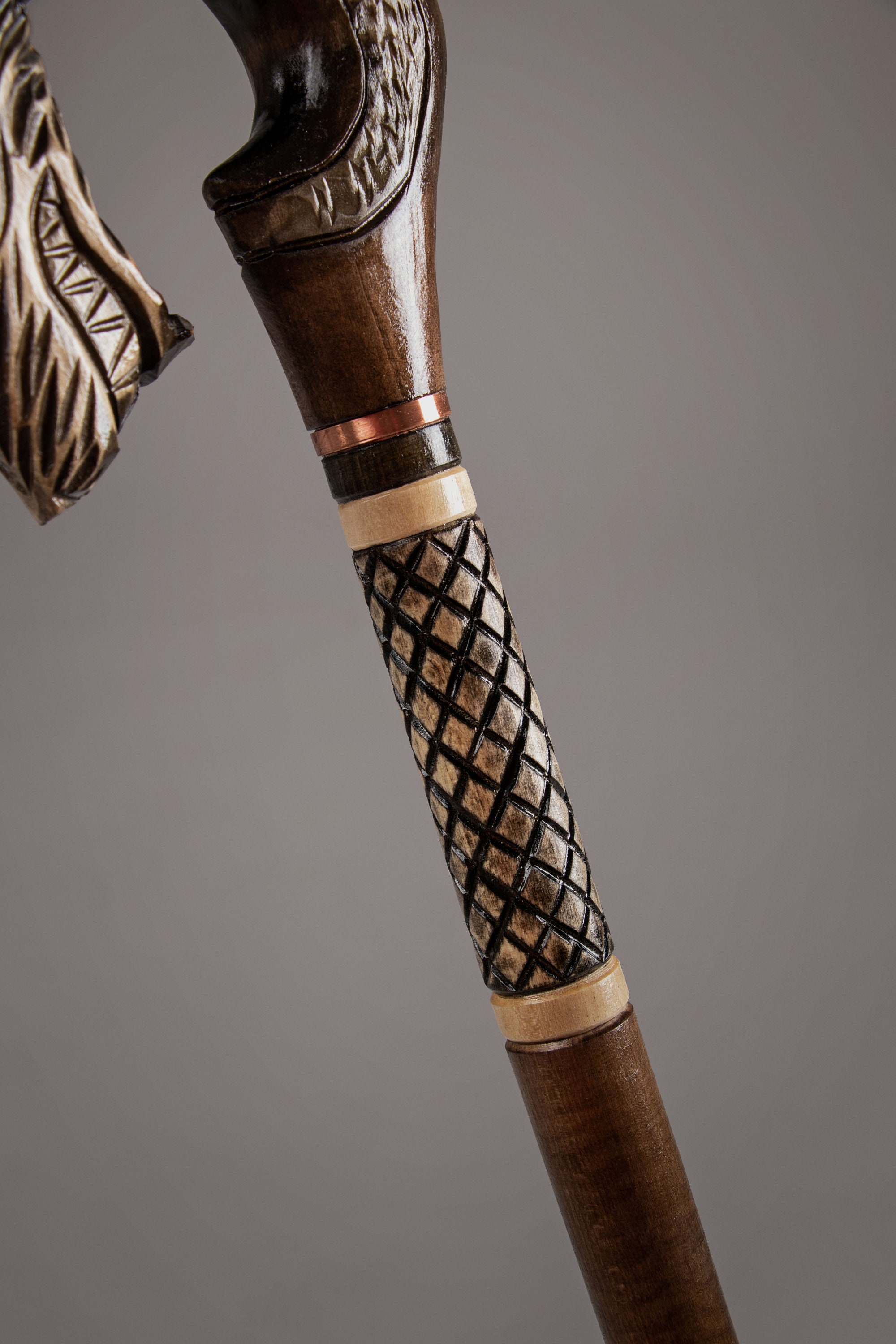 Wolf Head Walking Cane for Men Hand Carved Walking Stick Unique Canes ...