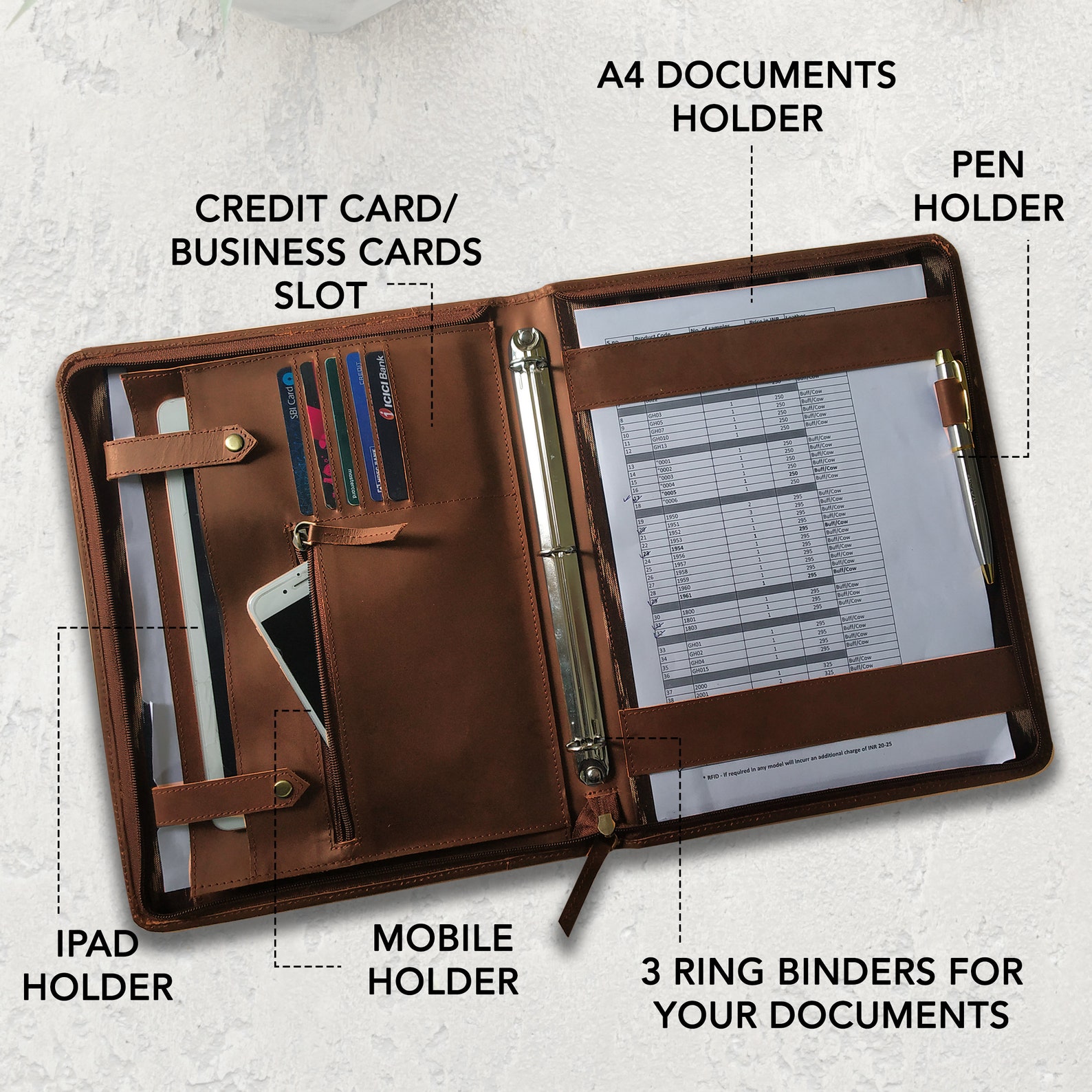 Personalized Leather Portfolio for Man 3 Ring Binder - Etsy