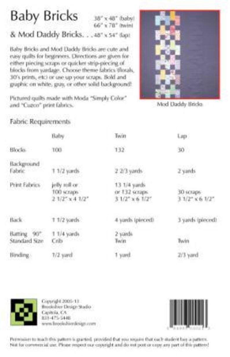 Brookshler Design Studio Baby Bricks & Mod Daddy Bricks Pattern - Etsy