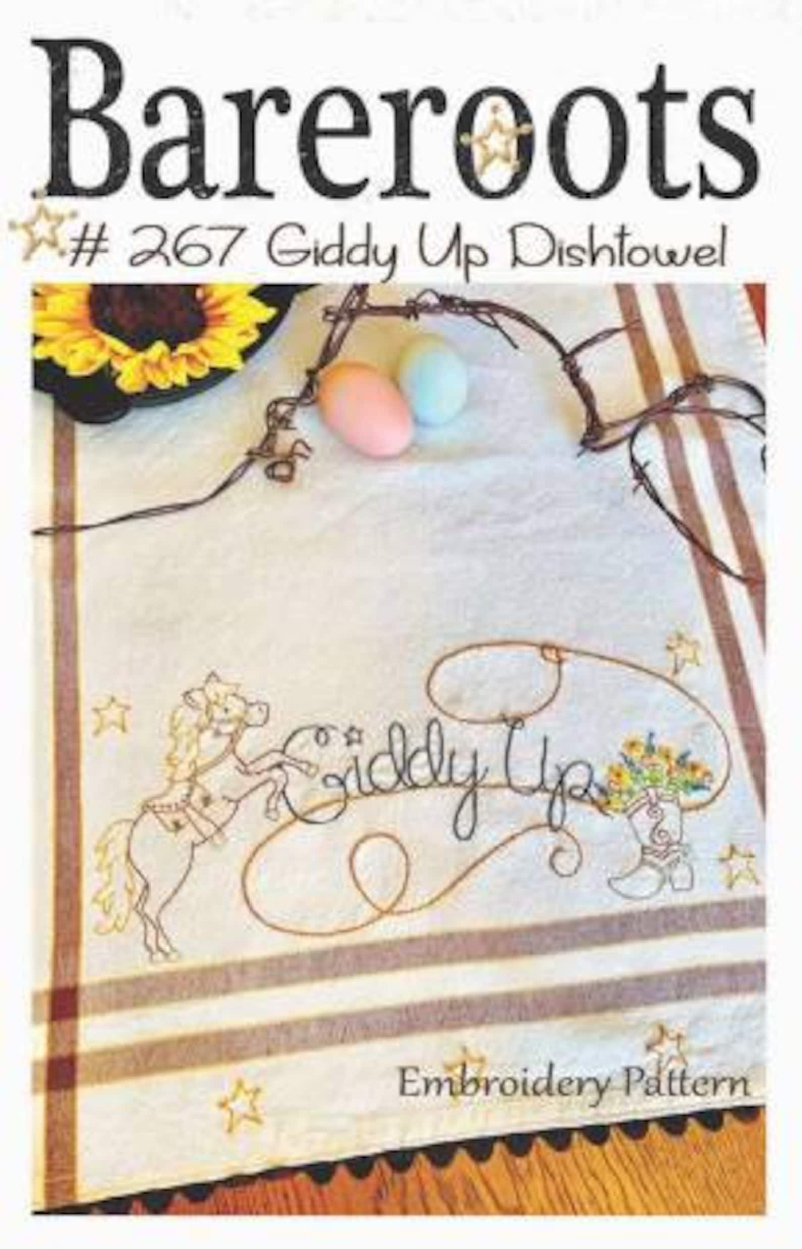 Bareroots - Giddy up Embroidery Dishtowel - Pattern or Kit - Etsy