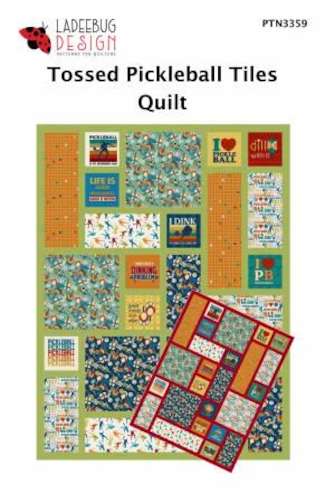 Ladeebug Design - Tossed Pickleball Tiles Quilt Pattern - Etsy