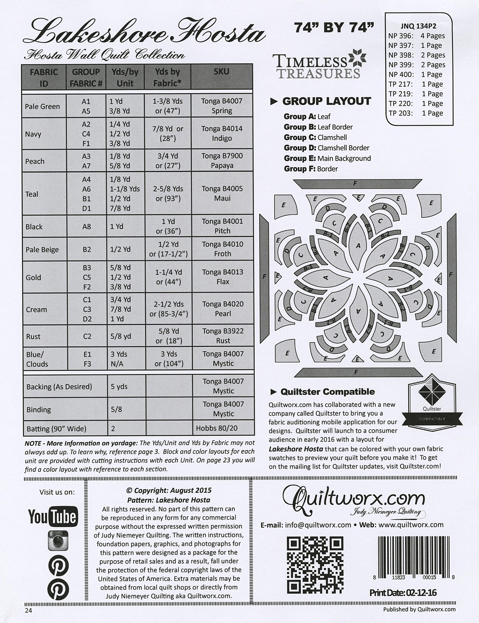 Quiltworx Lakeshore Hosta Pattern New - Etsy