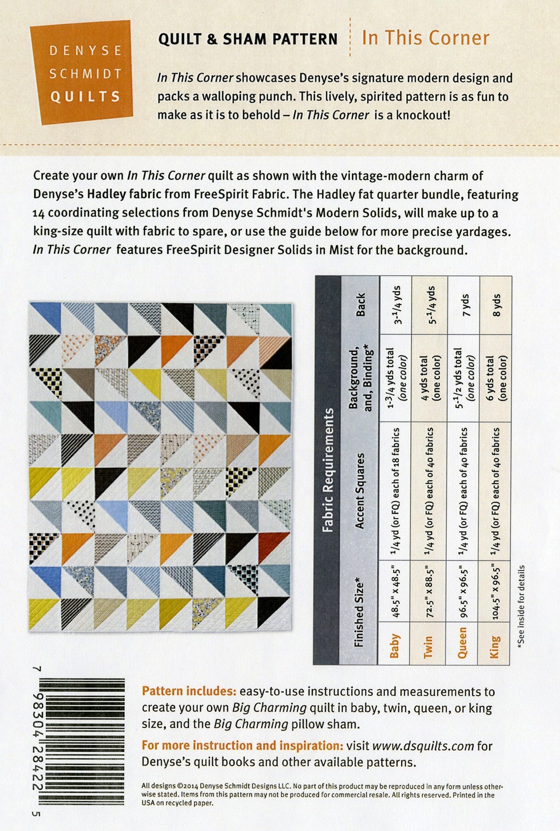 Denyse Schmidt Quilts - in the Corner - Pattern - New! - Etsy