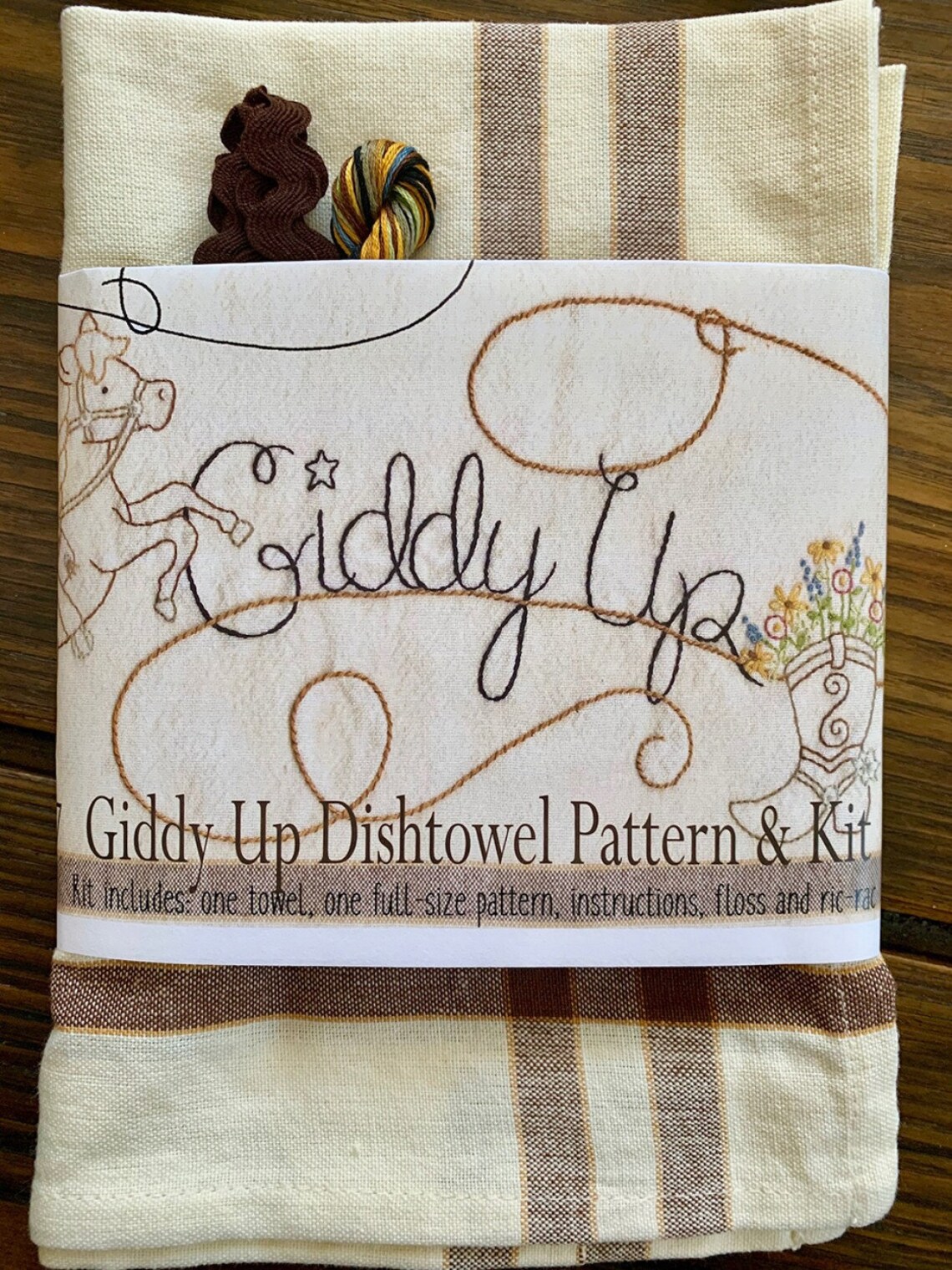 Bareroots - Giddy up Embroidery Dishtowel - Pattern or Kit - Etsy