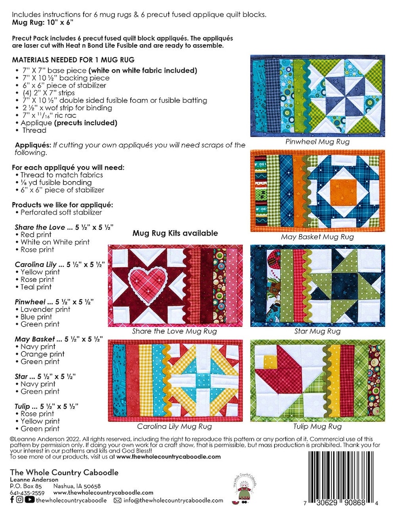 Whole Country Caboodle Patchwork Garden Mug Rugs Precut Pack - Etsy