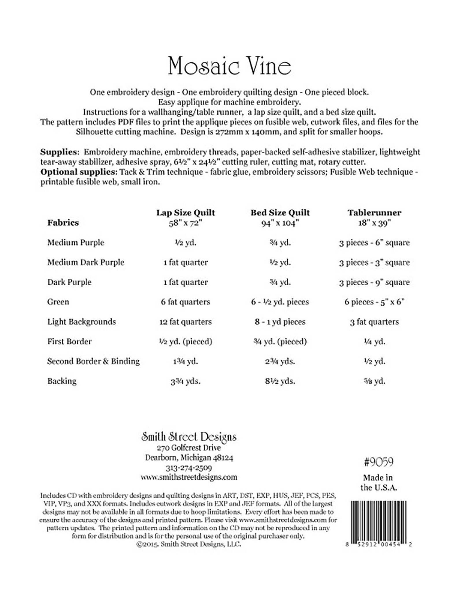 Smith Street Designs Mosaic Vine Pattern New - Etsy