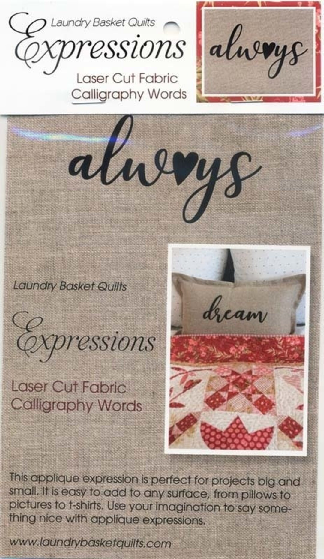 Laundry Basket Quilts, Expressions - Always - Appliques - Etsy