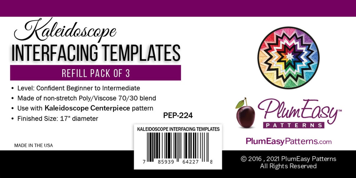 Plumeasy Patterns - Kaleidoscope Interfacing Template 3-pack - Pattern ...
