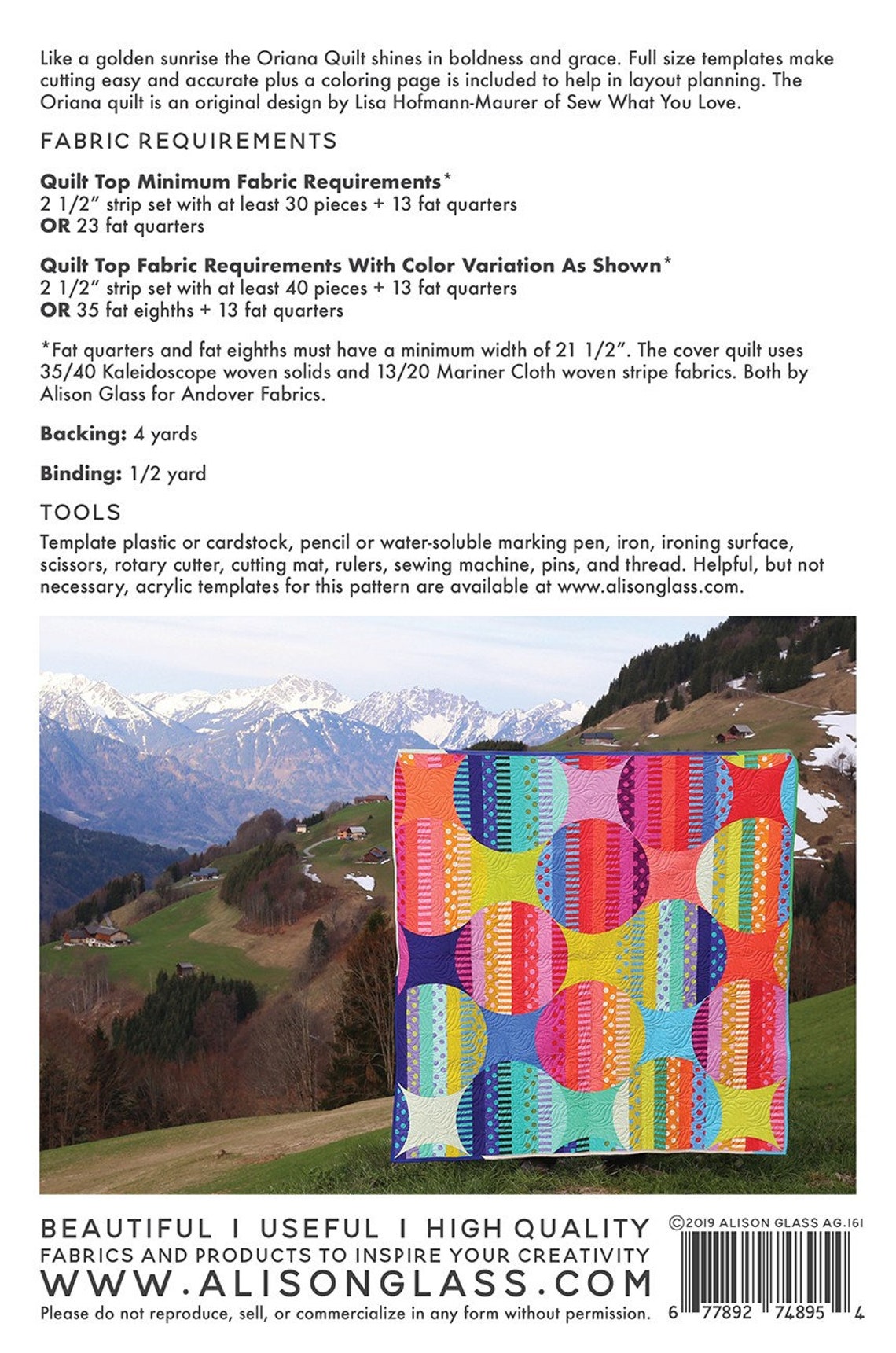 Alison Glass Oriana Quilt AG161 Pattern New - Etsy