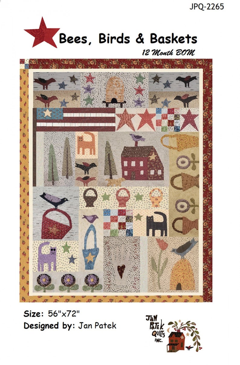 Jan Patek Quilts Bees, Birds, and Baskets Pattern New - Etsy