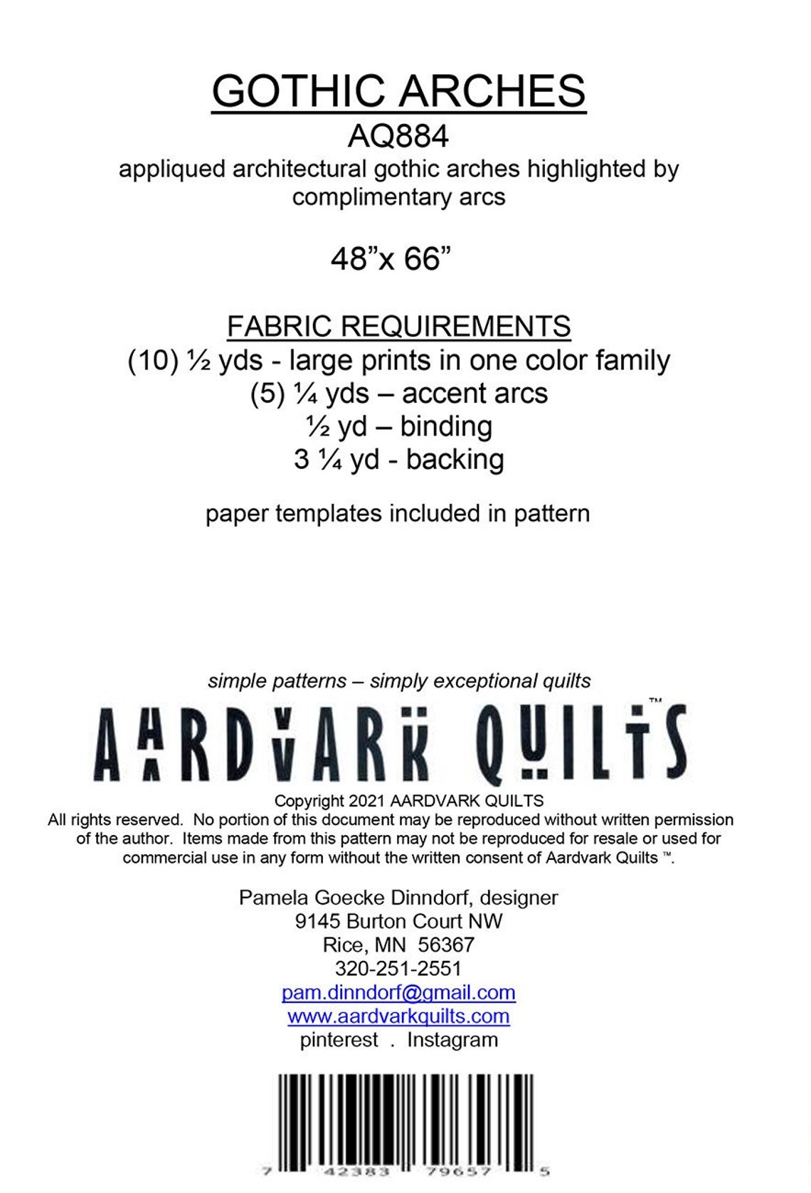 Aardvark Quilts Gothic Arches AQ884 Pattern New - Etsy