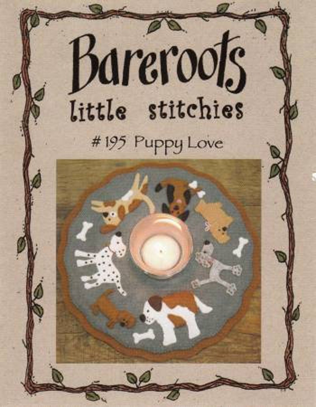 Bareroots Little Stitchies - Puppy Love Candle Mat - Kit or Pattern - Etsy