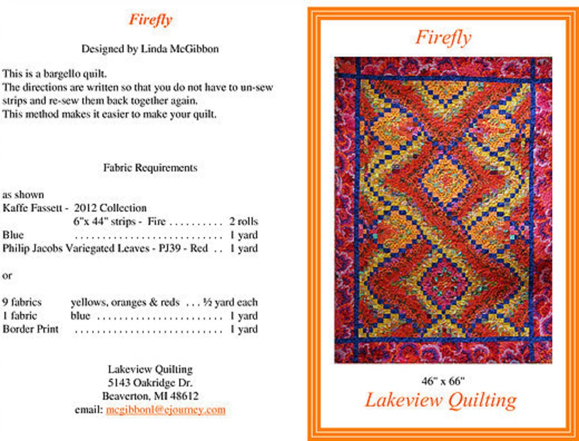 Lakeview Quilts Firefly Pattern - Etsy