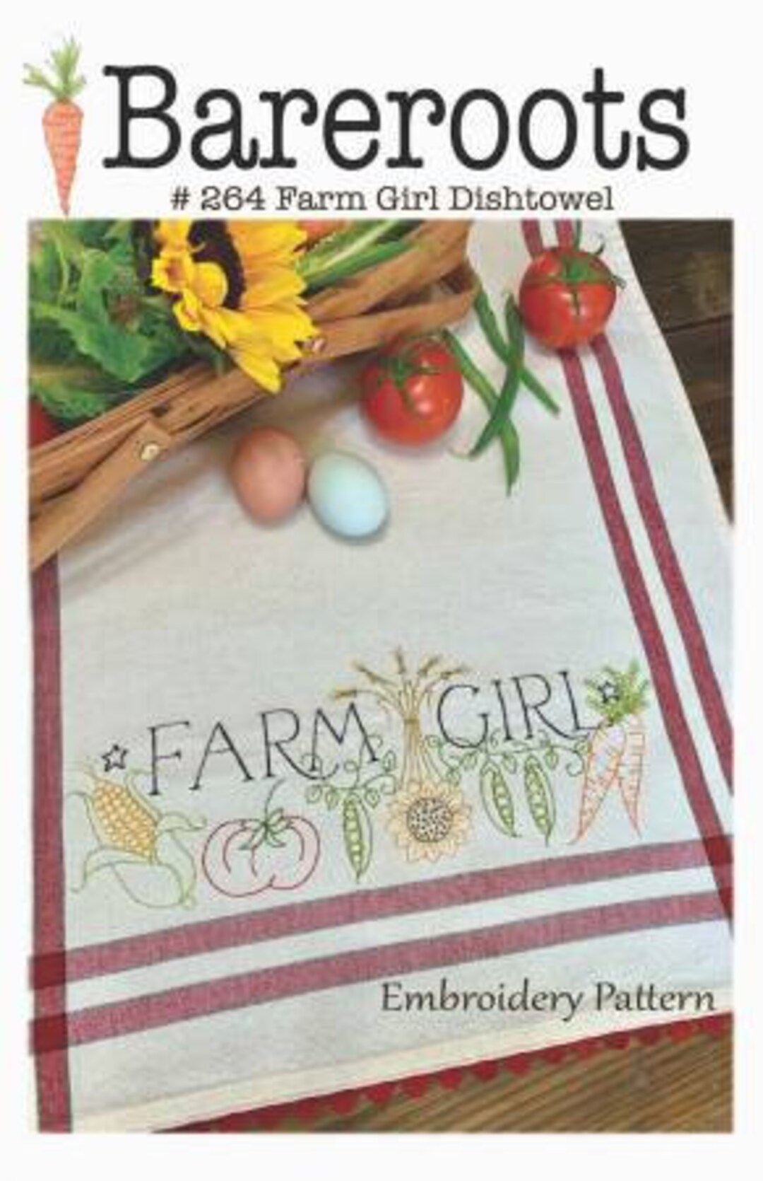Bareroots - Farm Girl Embroidery Dishtowel - Pattern or Kit - Etsy
