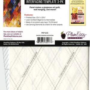 Plumeasy Patterns - Dancing Diamonds Interfacing Template 3-pack - Pattern - New! - Etsy