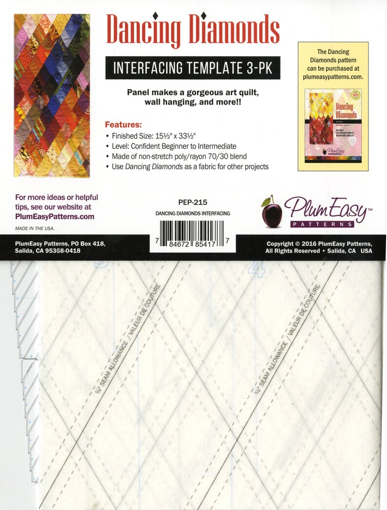 Plumeasy Patterns - Dancing Diamonds Interfacing Template 3-pack ...