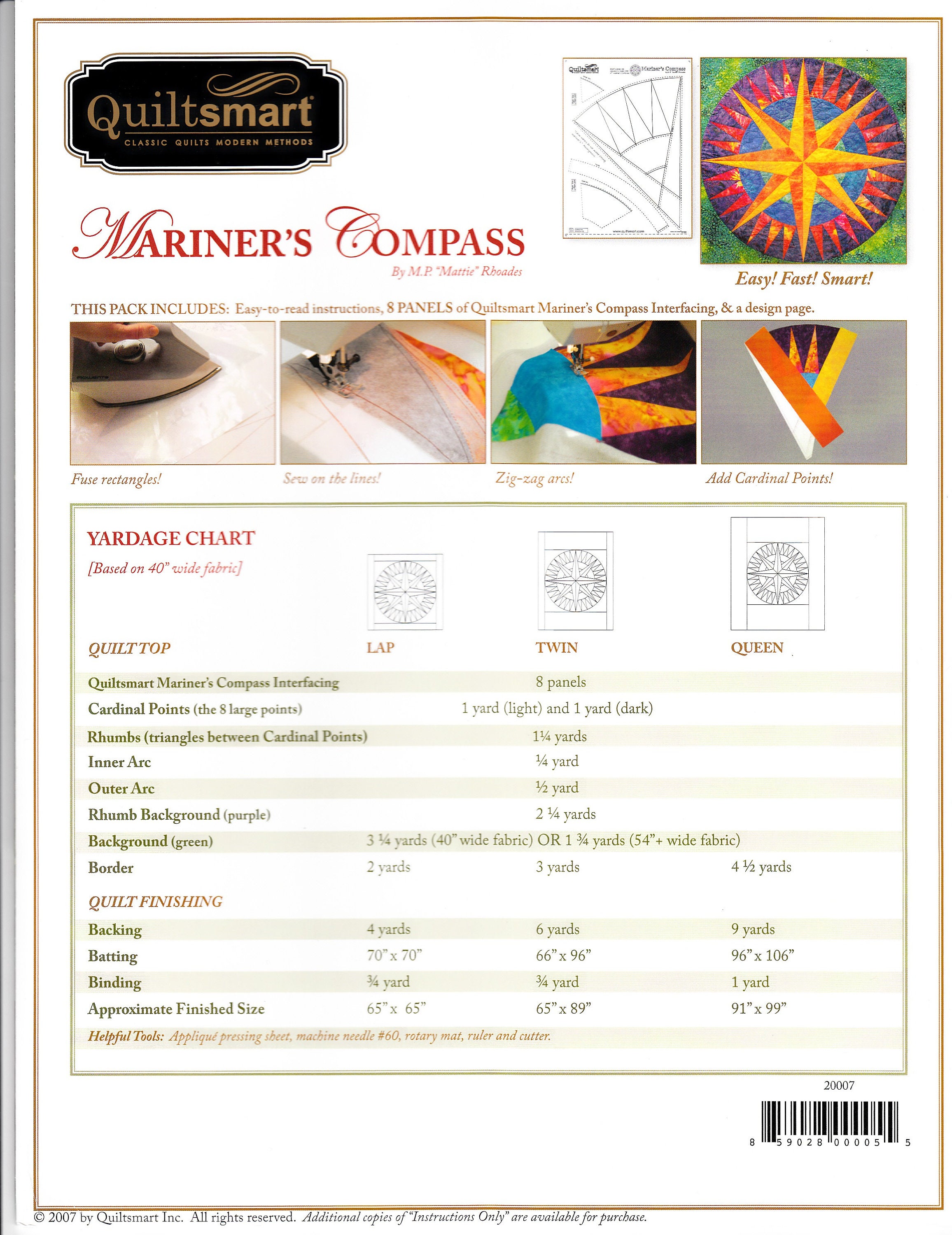 Quiltsmart Mariners Compass Classic Pack Pattern New - Etsy