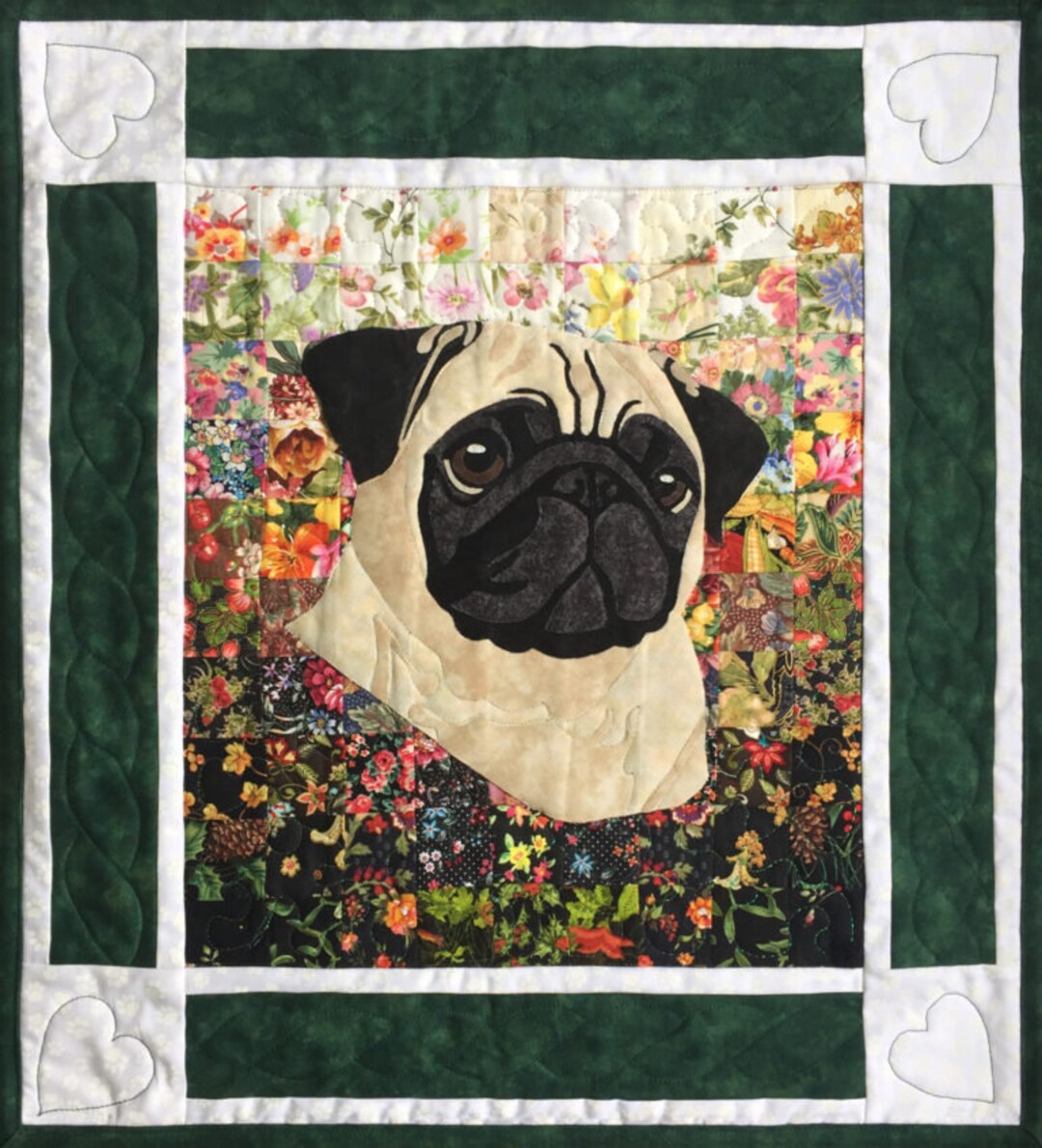 Block 14 Pug "lola" - Whims Watercolor Quilt Kit - Precut 2" Squares ...
