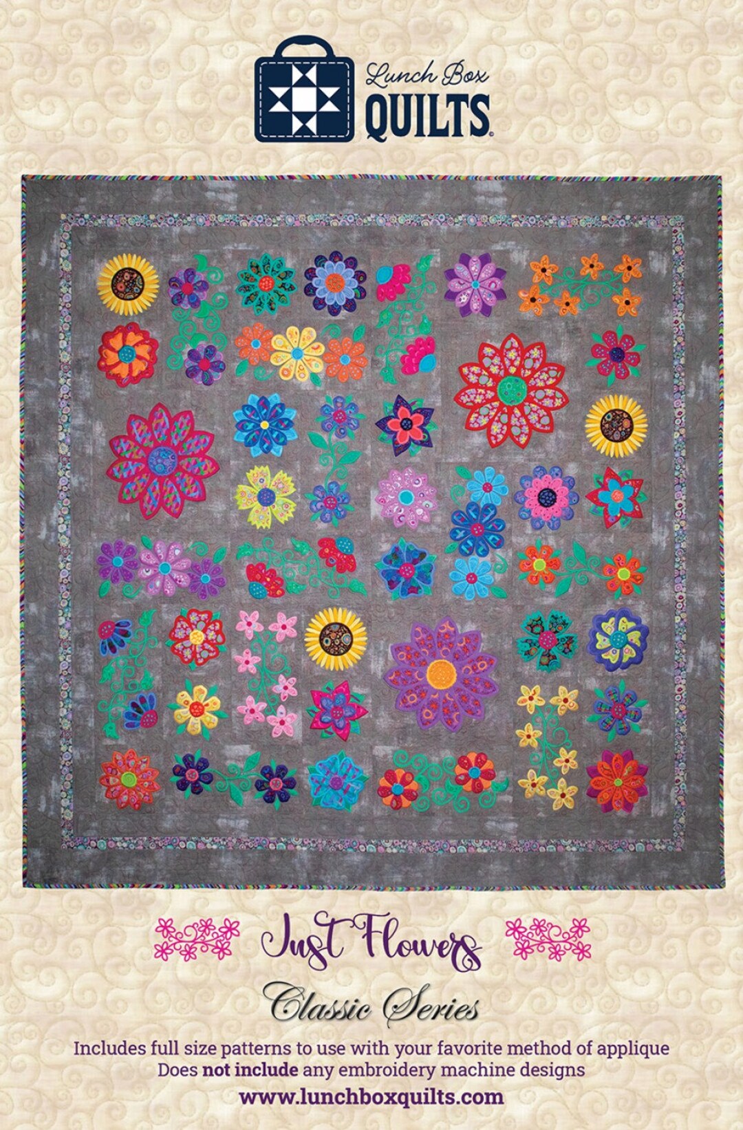 Lunch Box Quilts - Just Flowers Traditional Applique Embroidery ...