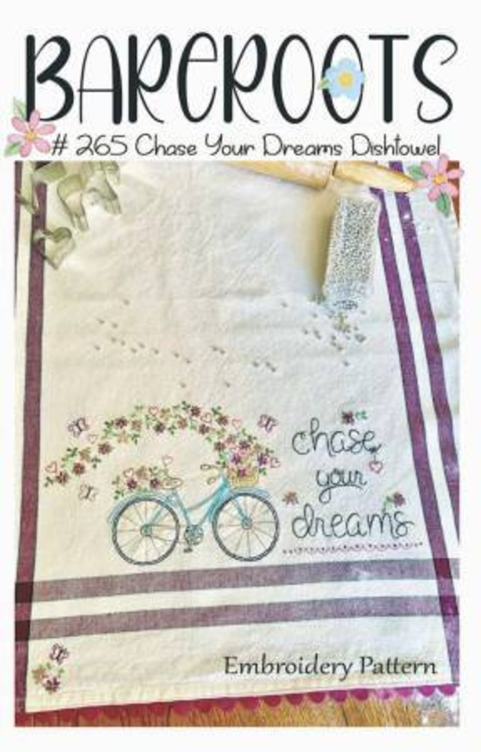 Bareroots - Chase Your Dreams Embroidery Dishtowel - Pattern or Kit - Etsy