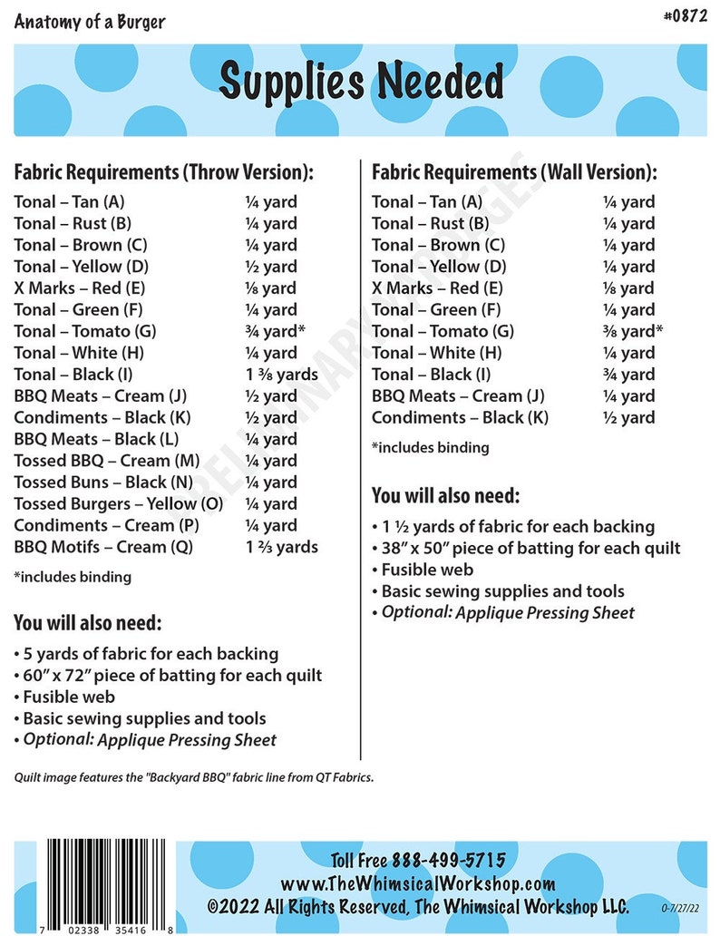 Whimsical Workshop Patterns Anatomy of a Burger Pattern - Etsy