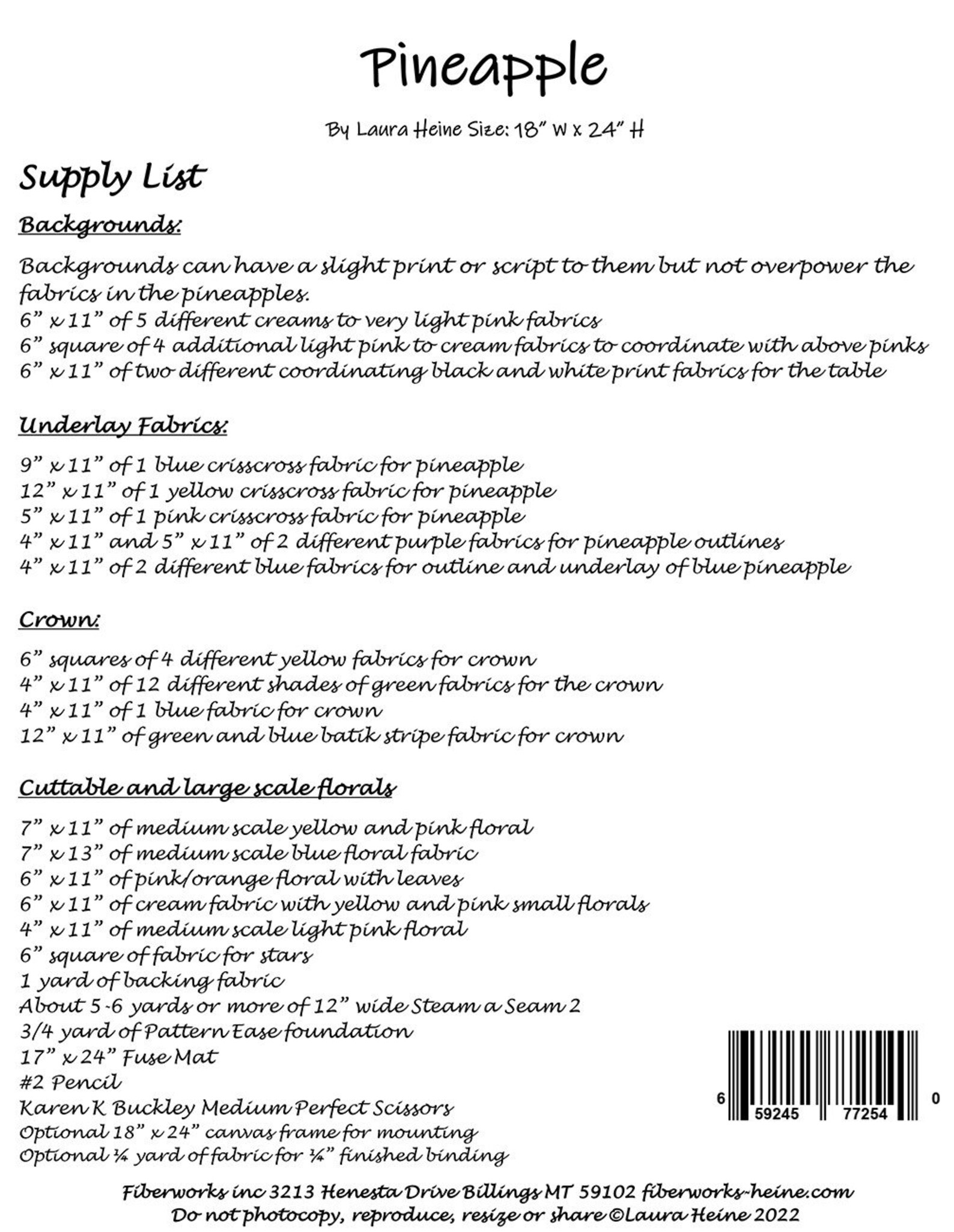 Fiberworks INC Pineapple Collage Pattern by Laura Heine - Etsy