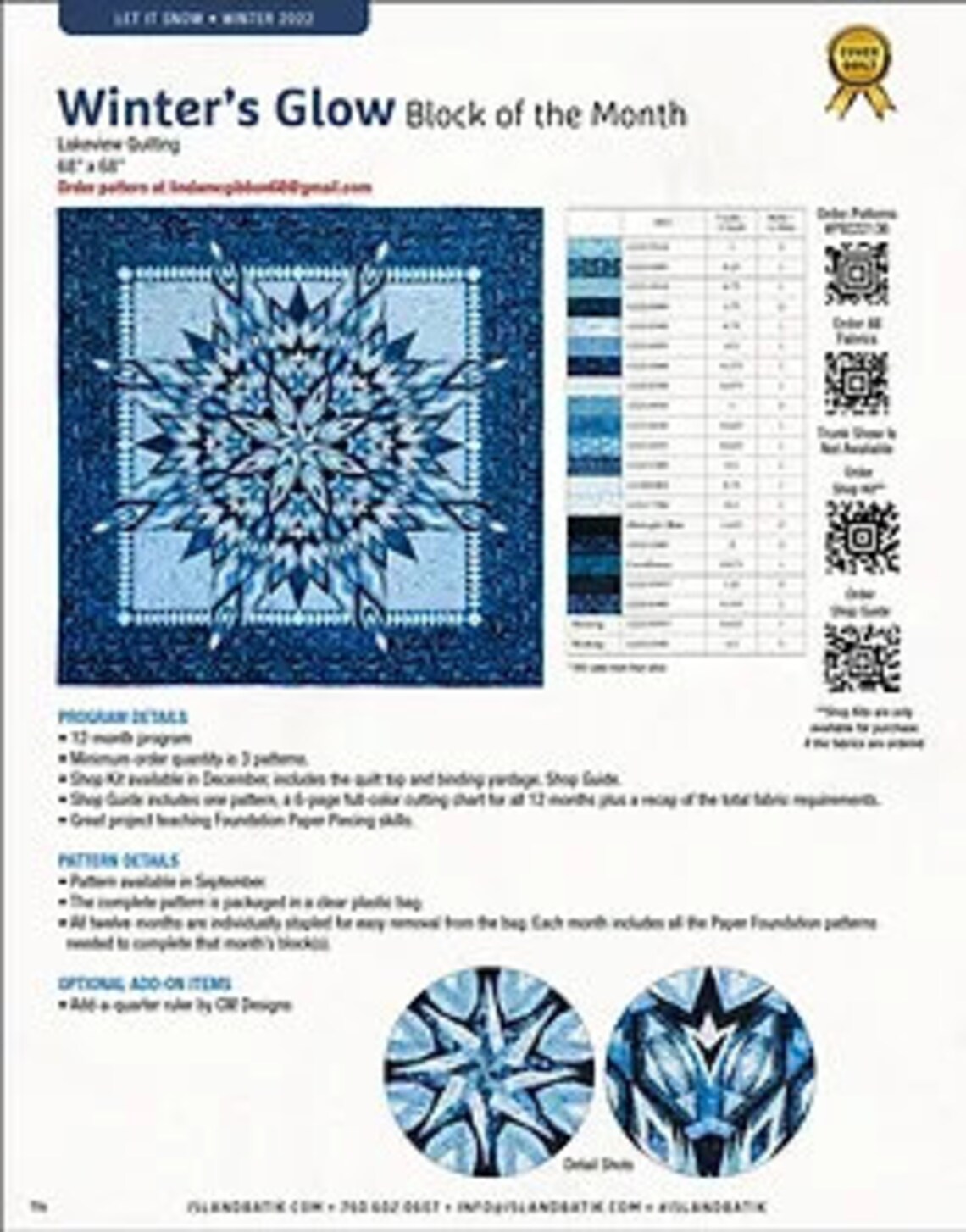 Lakeview Quilts - Winters Glow - Paper Pieced Quilt Pattern - Etsy