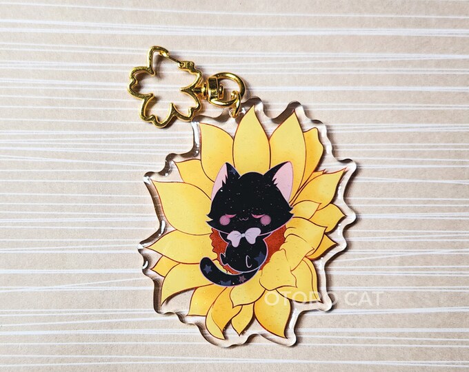 Black Cat Keychain, Black Cat Key Ring, Black Enamel Cat Back, Cat ...