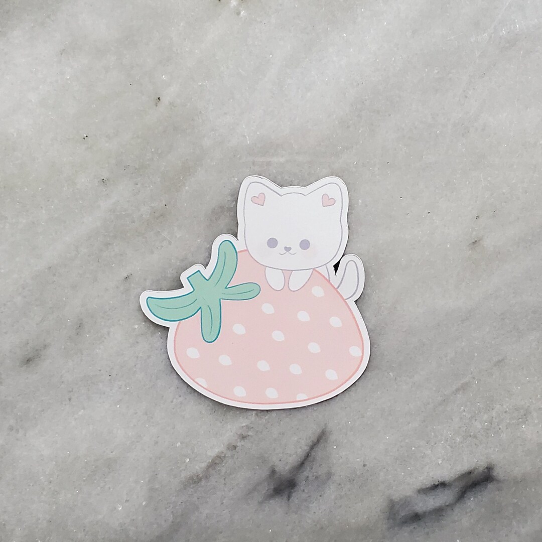 Strawberry Cat Die Cut Stickers/ Laptop Stickers/ Cute - Etsy