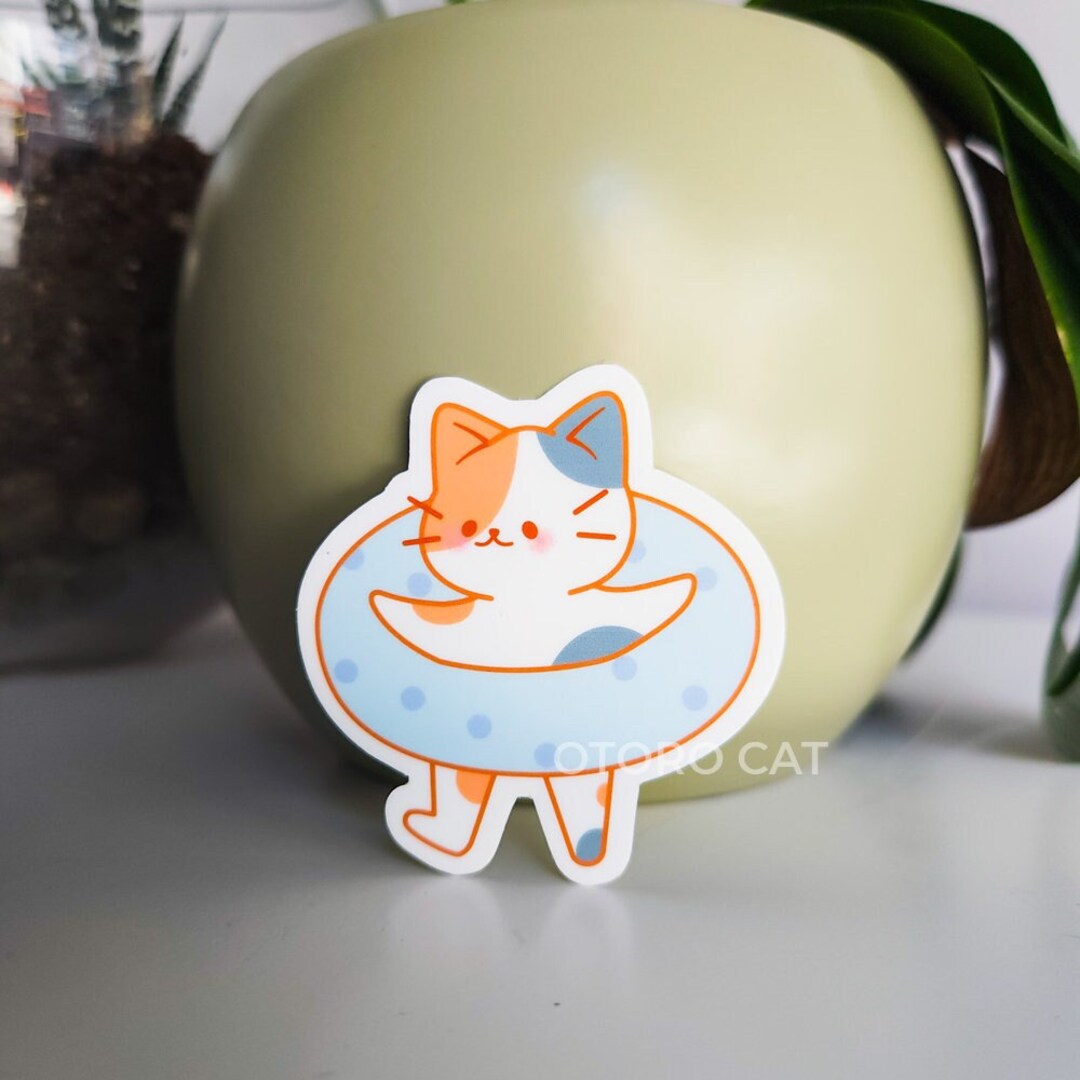 Calico Cat Summer Fun Floatie Die Cut Stickers/laptop Stickers/cute ...