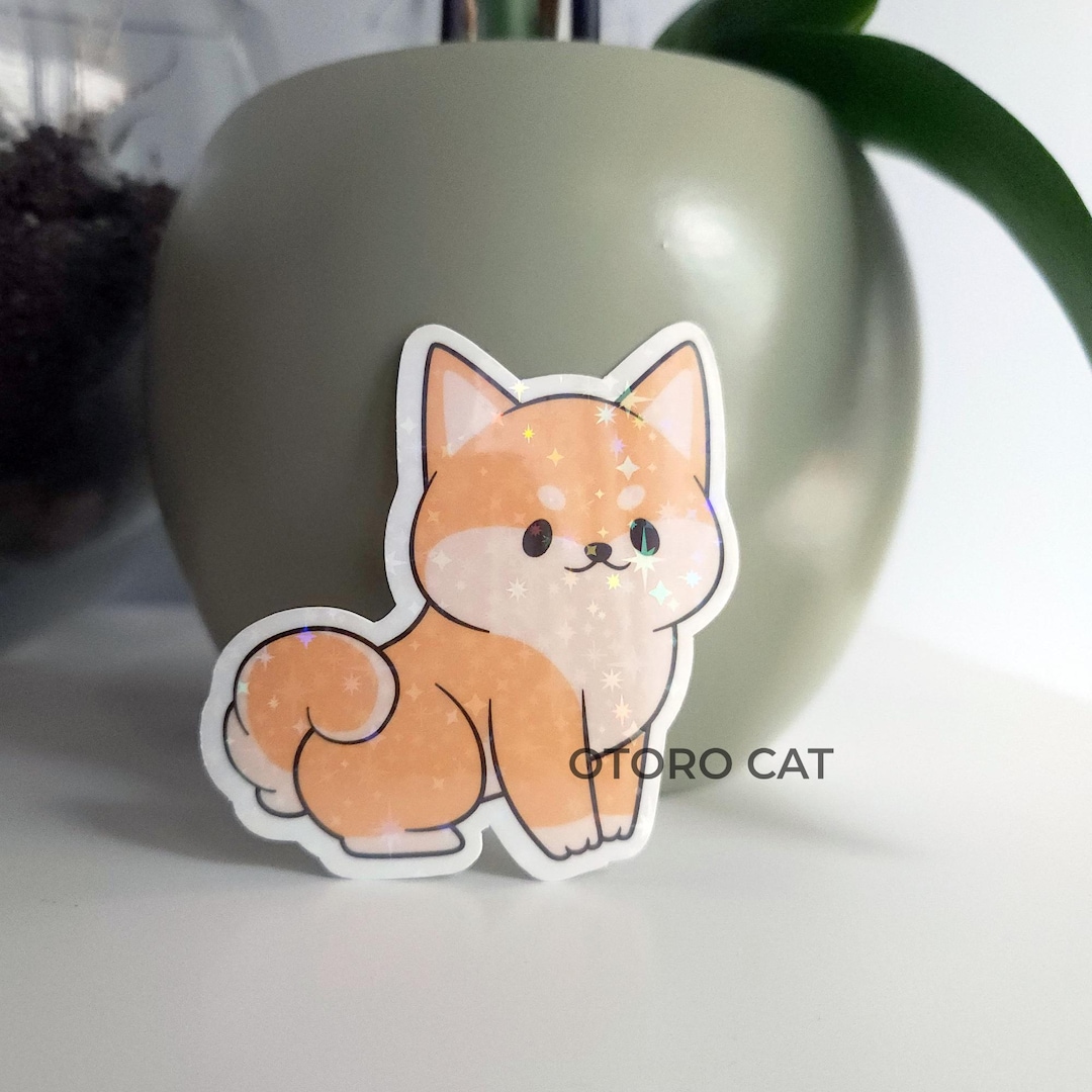 Holographic Star Tan Shiba Inu Sticker: Sparkling Canine Charm for ...