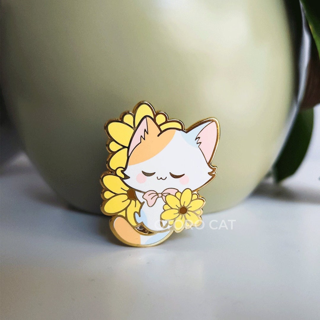 Calico Cat Sunflower Hard Enamel Pin, Gifts for Her, Cat Lover, Gifts ...