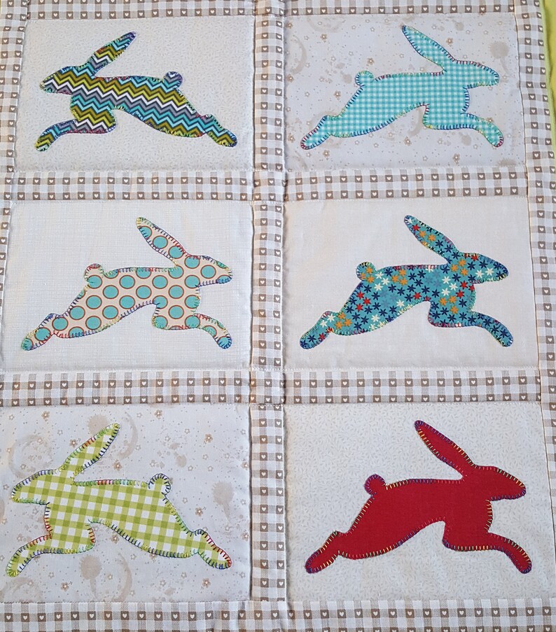 Patchwork Lap/baby Quilt: Coloured Hares - Etsy