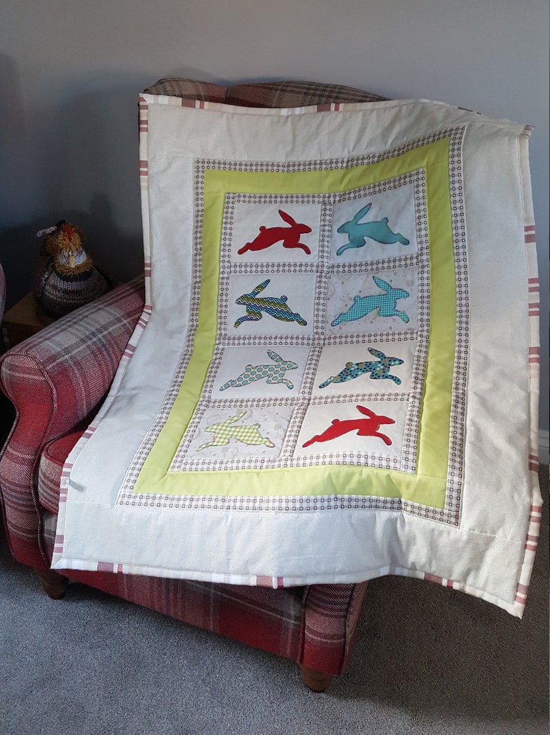 Patchwork Lap/baby Quilt: Coloured Hares - Etsy